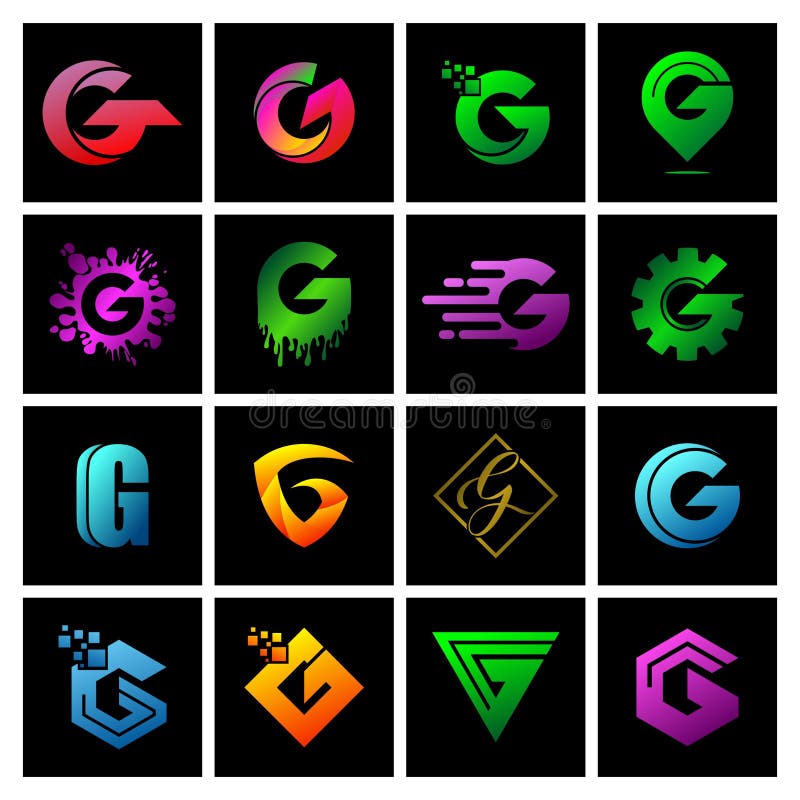 Set of Letter G Simple Logo Icon Design Vector. Stock Vector ...