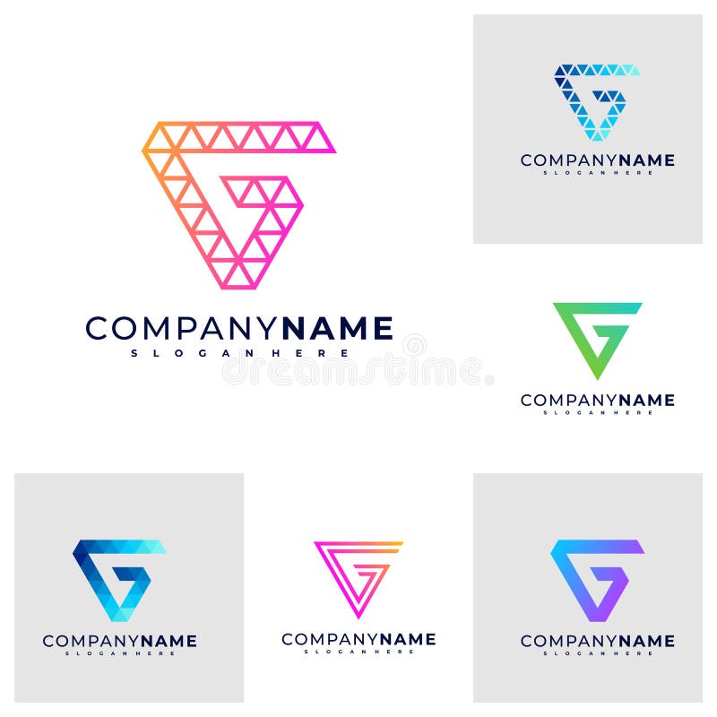 Set of Letter G V Logo Design Vector, Creative G Logo Concepts Template ...