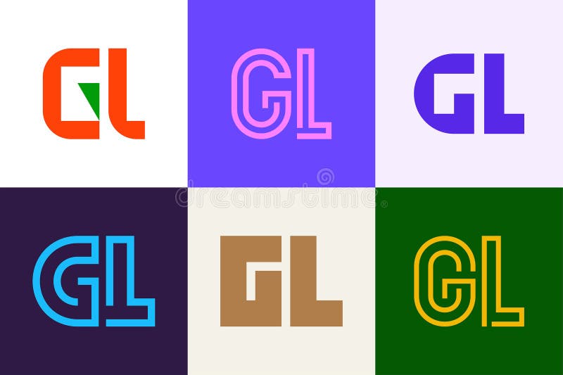Set of letter GL logos stock vector. Illustration of brand - 292232333