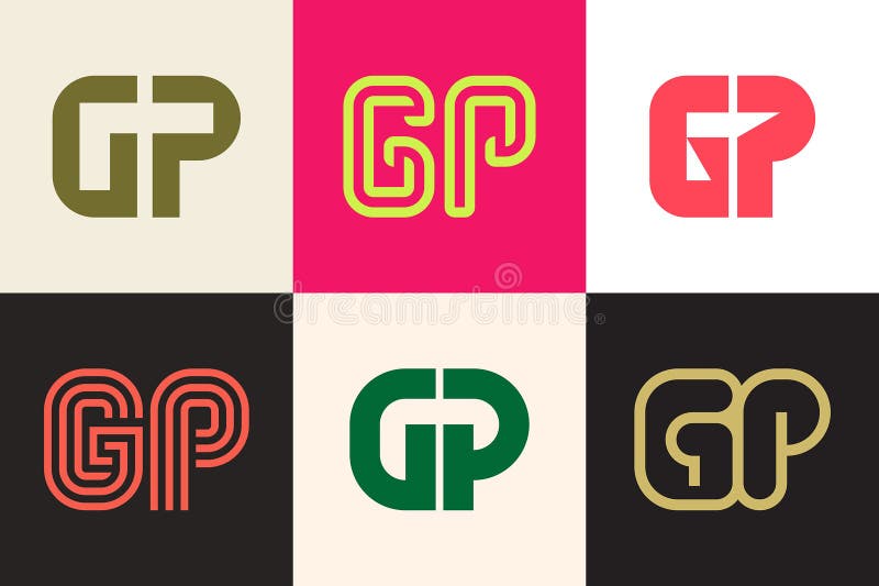 Set of letter GP logos stock vector. Illustration of button - 292232340