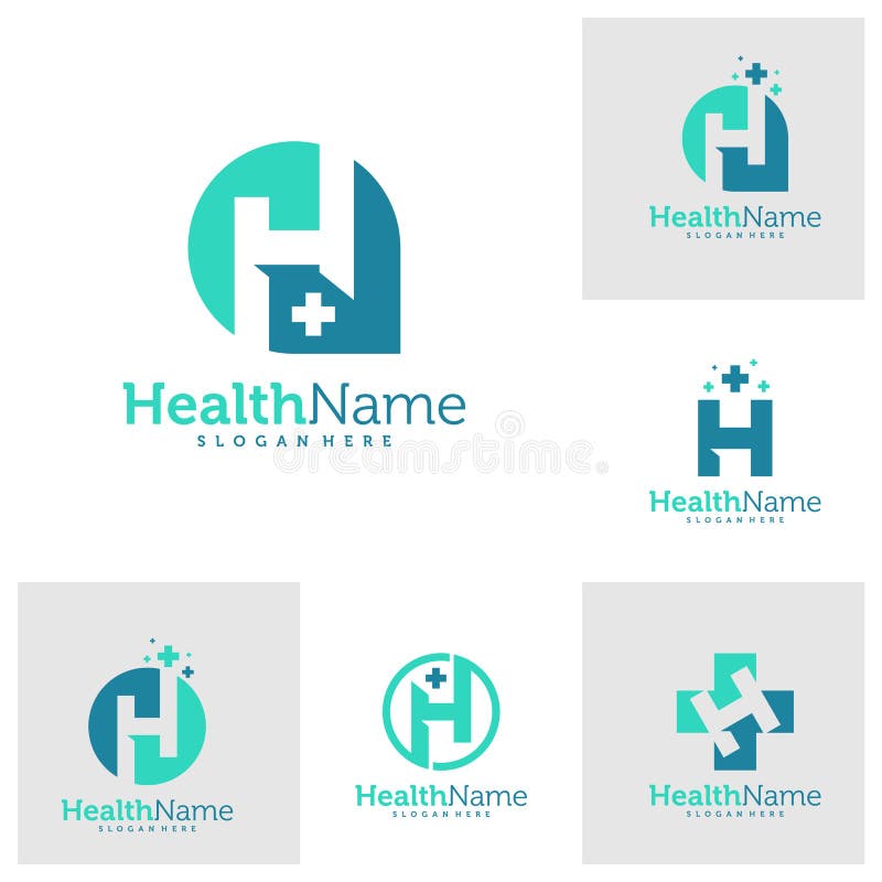 Set of Letter H Health Logo Design Template. Initial H Logo Concept ...