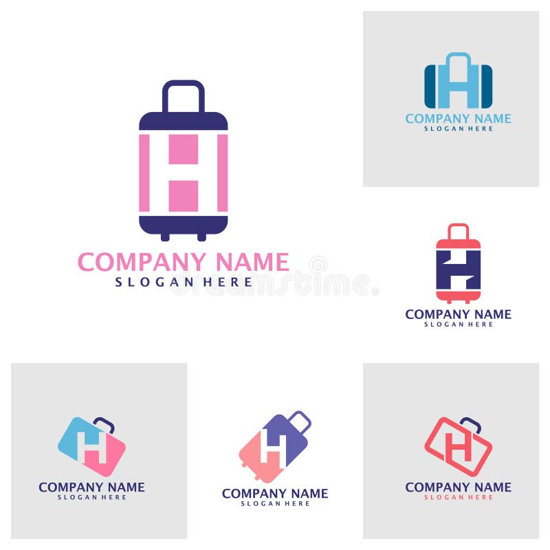 Set of Letter H with Suitcase Logo Design Vector. Initial H with ...