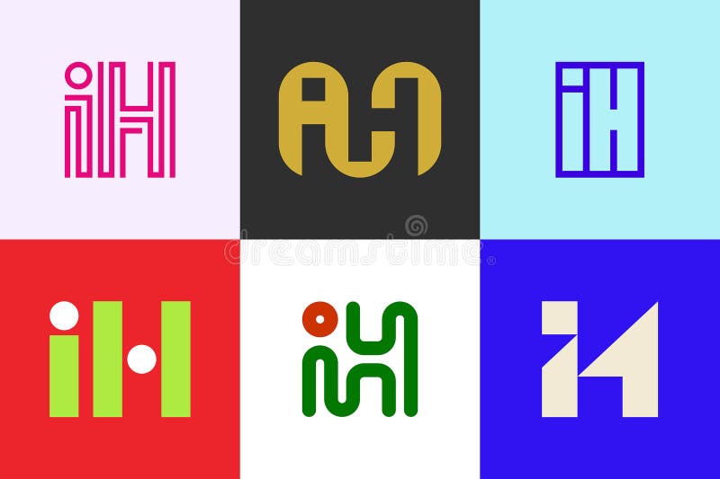 Set of letter IH logos stock vector. Illustration of blue - 292238769