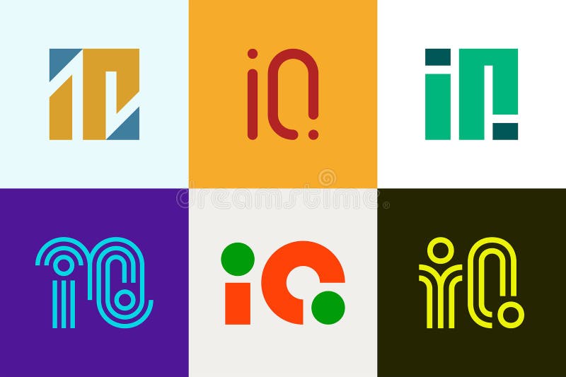 Set of letter IQ logos stock vector. Illustration of blue - 292238789