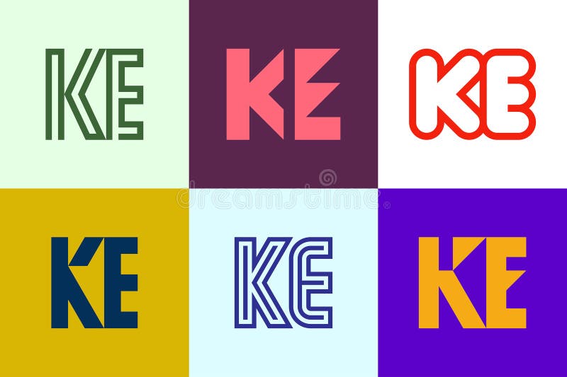 Set of letter KE logos stock vector. Illustration of curve - 292246064