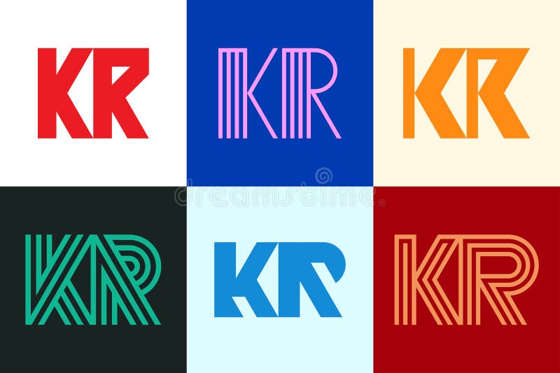 Set of letter KR logos stock vector. Illustration of emblem - 292246095
