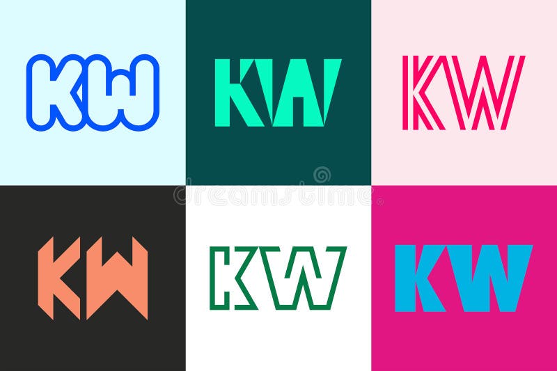 Set of letter KW logos stock vector. Illustration of button - 292246108