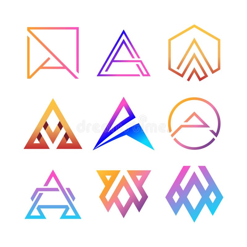 Set Letter Logo a Full Color Gradient Color Vector Stock Vector ...