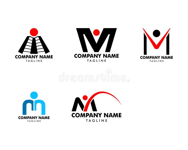 Set of Letter M People Logo Design Inspiration Stock Vector ...