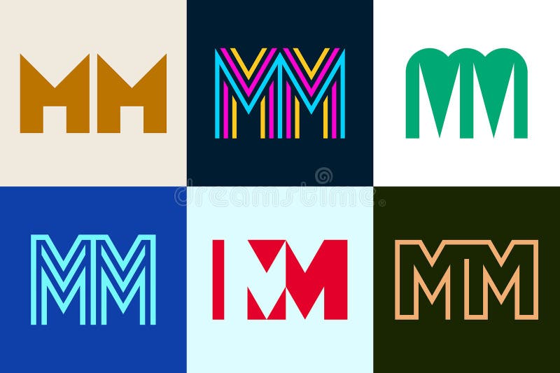 Set of letter MM logos stock vector. Illustration of flow - 292254704