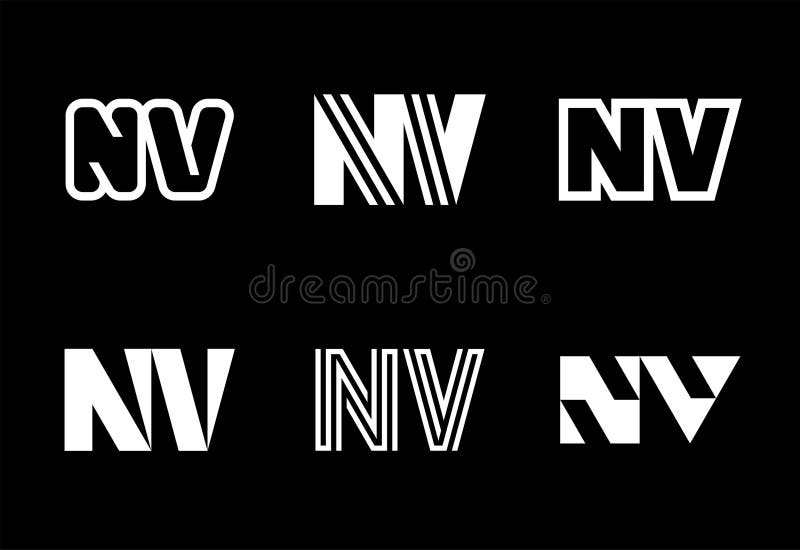 Set of letter NV logos stock vector. Illustration of button - 294063894