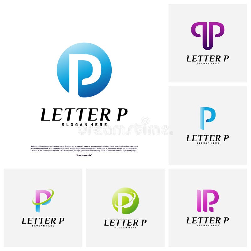 Set of Letter P Logo Design Concept. Initial P Logo Design Template ...