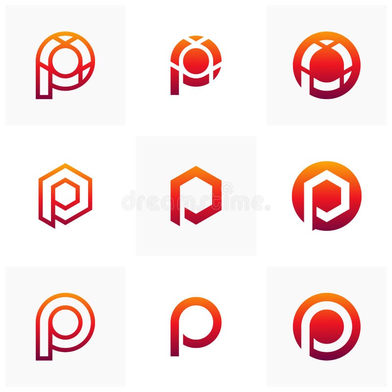 Set of Letter P Logo Icon Design Template Elements, Initial P Logo ...