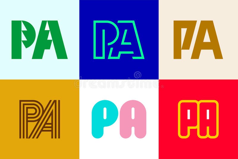 Set of letter PA logos stock vector. Illustration of blue - 292284998