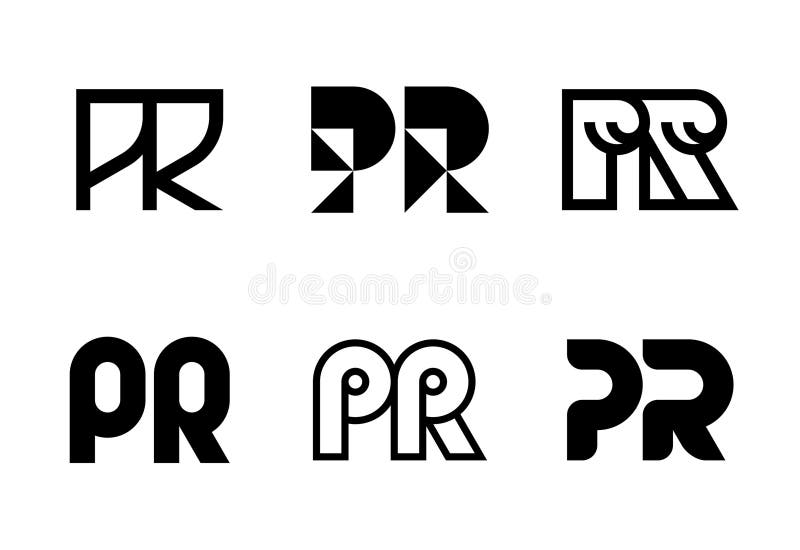 Set of letter PR logos stock vector. Illustration of identity - 288587412