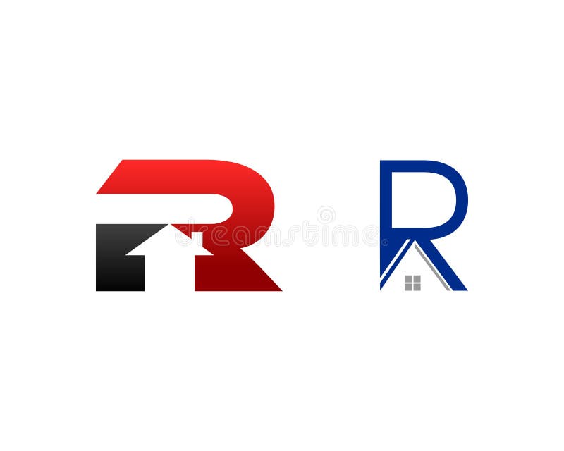 Set of Letter R with House Logo Stock Vector - Illustration of business ...