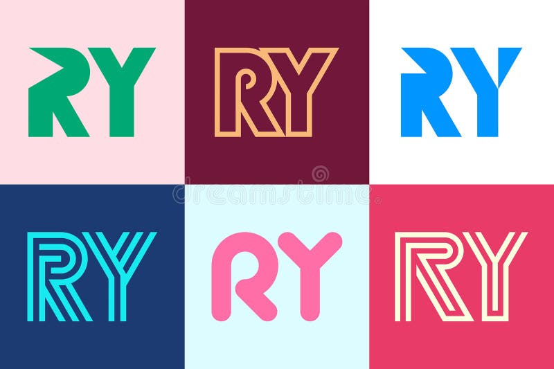 Set of letter RY logos stock vector. Illustration of icon - 292348339