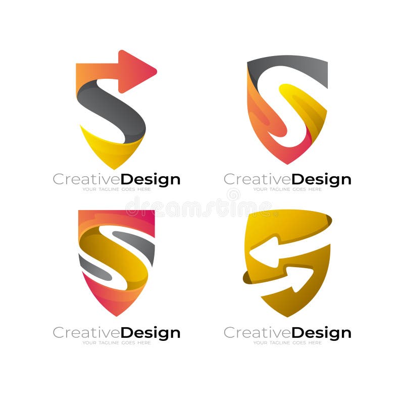 Set Letter S Logo with Shield Design Template Stock Vector ...