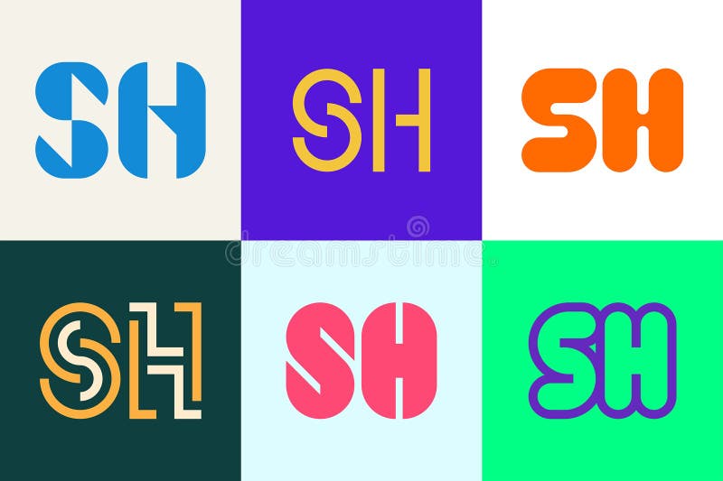 Set of letter SH logos stock vector. Illustration of circle - 292350231