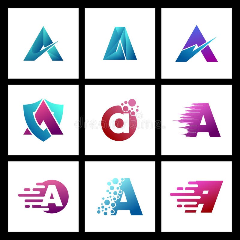 Set of Letter a Simple Logo Icon Design Vector. Stock Vector ...