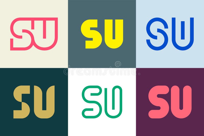 Set of letter SU logos stock vector. Illustration of curve - 292350248