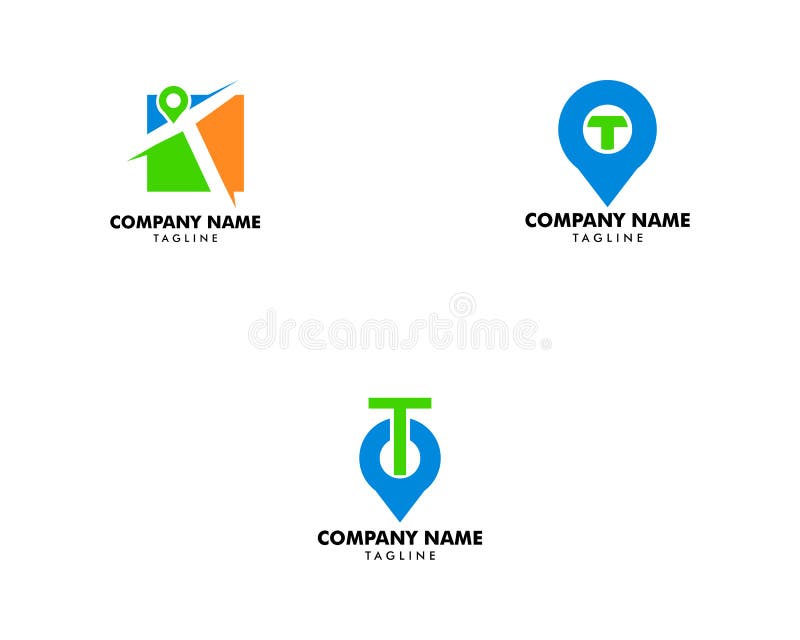 Set of Letter T and Map Pin Logo Concept Stock Vector - Illustration of ...