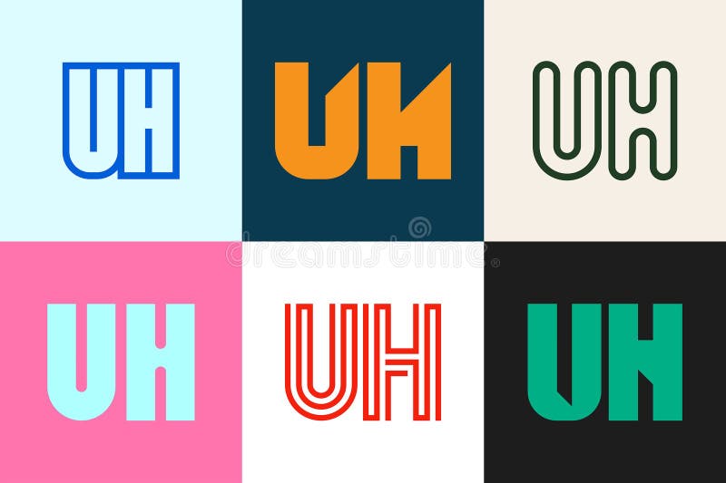 Set of letter UH logos stock vector. Illustration of design - 292354466