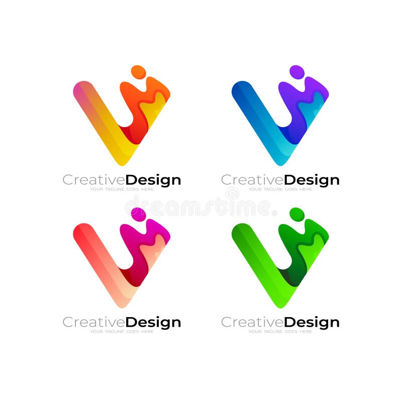 Set Letter V Logo with Modern Design Template Stock Vector ...