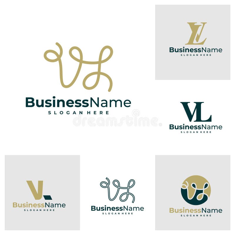 Set of Letter VL Logo Design Vector. Luxury VL Logo Design Template ...