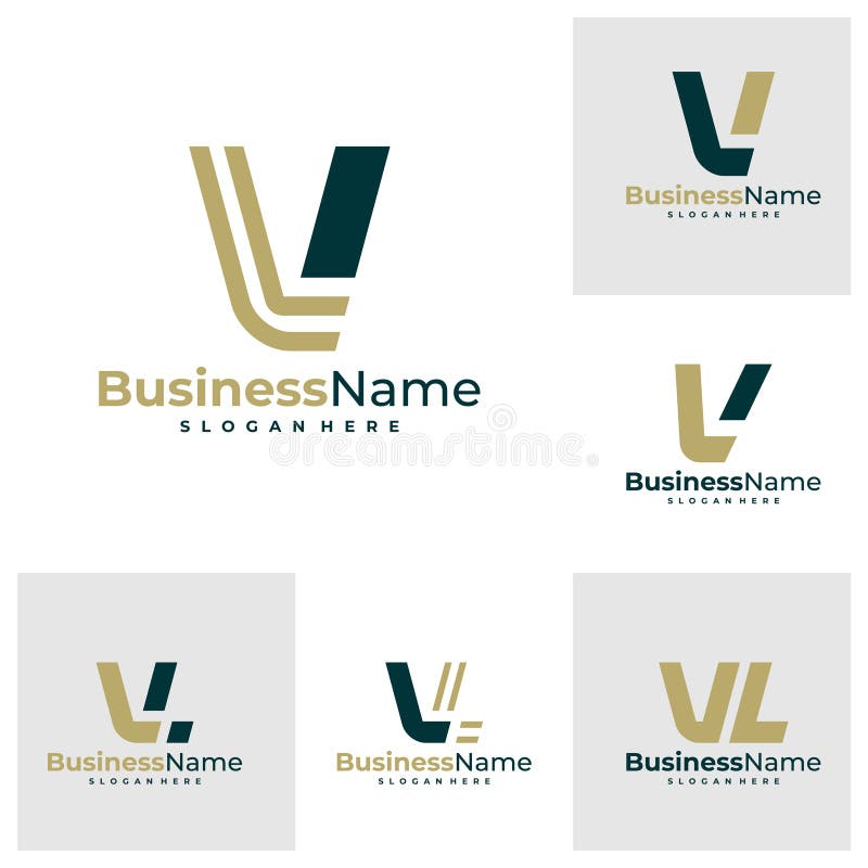 Set of Letter VL Logo Design Vector. Luxury VL Logo Design Template ...