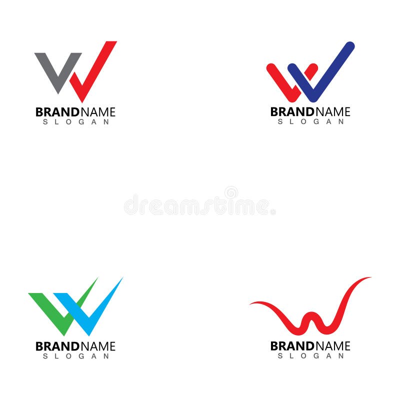 Set of Letter W, Check Logo Design Template. Stock Vector ...