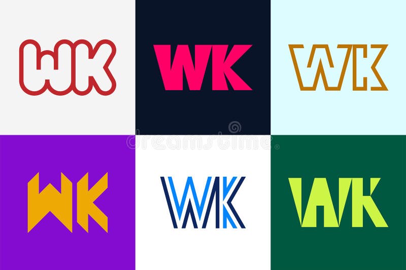 Set of letter WK logos stock vector. Illustration of logo - 292380062