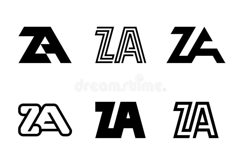 Set of letter ZA logos stock vector. Illustration of flow - 288712491