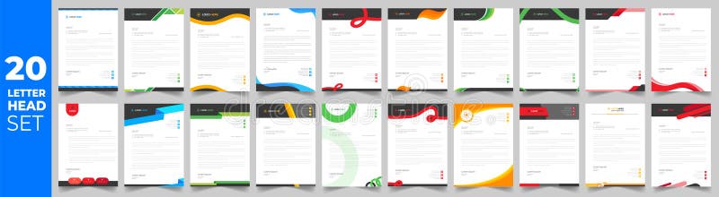 Set of 20 Letterhead Bundle Mega Collection, Letterhead Template Set ...