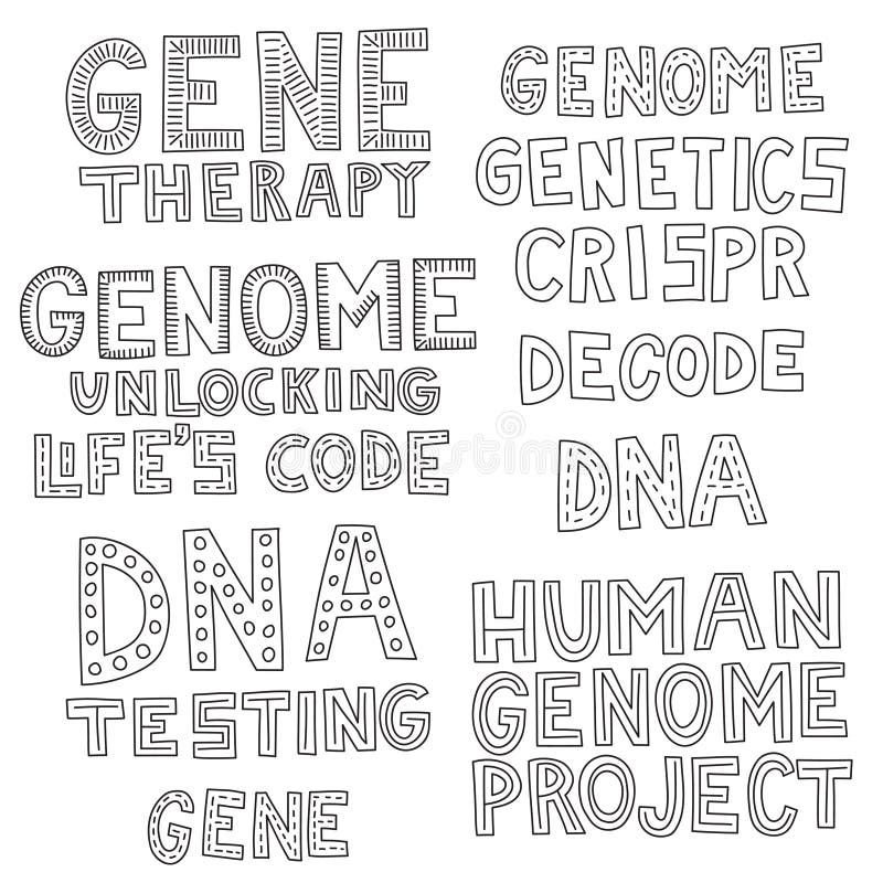 Set of Lettering Illustration on Genetics Stock Vector - Illustration ...