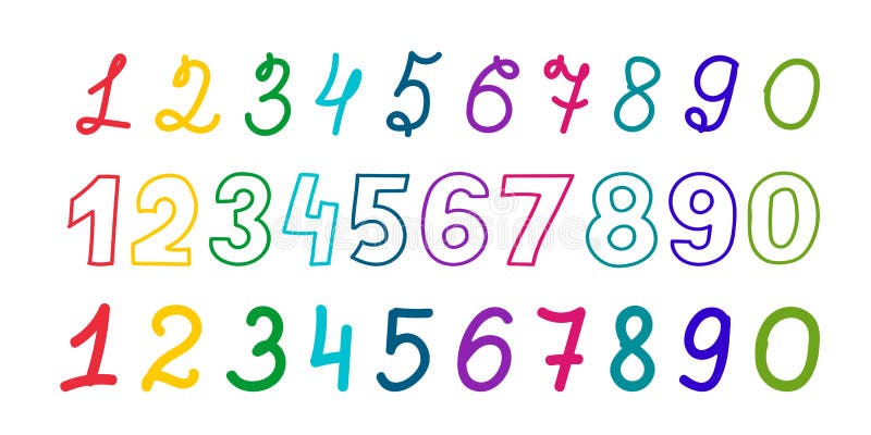 A Set of Numbers in Different Colours Stock Photo - Illustration of ...