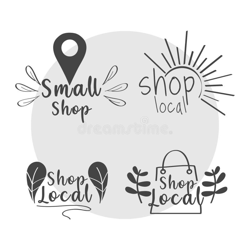 Set, lettering shop local stock illustration. Illustration of purchase ...