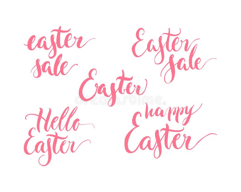 Happy Time Easter Hand Lettering Set Vector Stock Illustrations – 9 ...