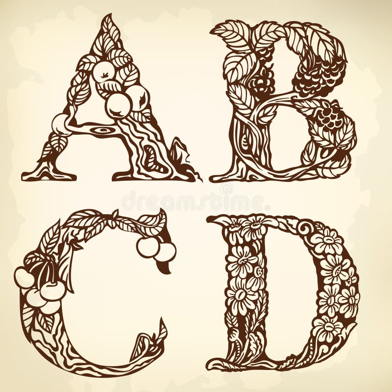 Set of letters ABCD stock vector. Illustration of backgrounds - 47093312