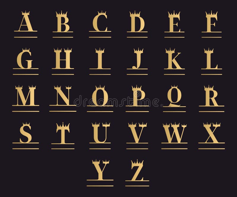 Set of Letters in Crowns, Royal Personalized Monograms Stock Vector ...