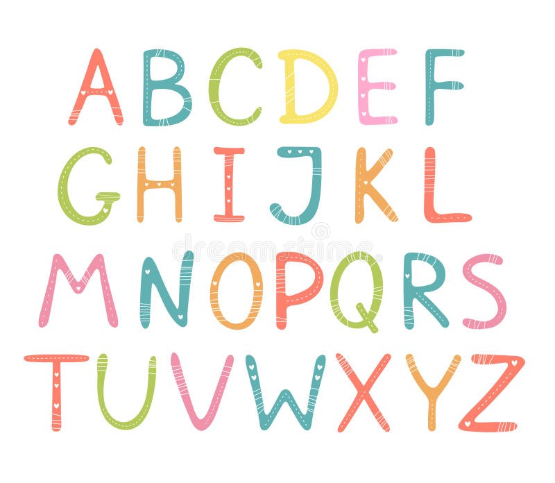 A Set of Letters of the English Alphabet. All Letters. Colored Flat ...