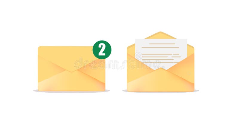 Set of Letters, Envelopes, Postcard, Paper Mail with, Note and Open ...