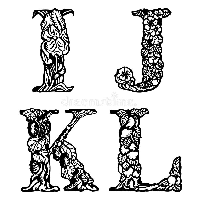 Set of letters IJKL stock vector. Illustration of paper - 47093375