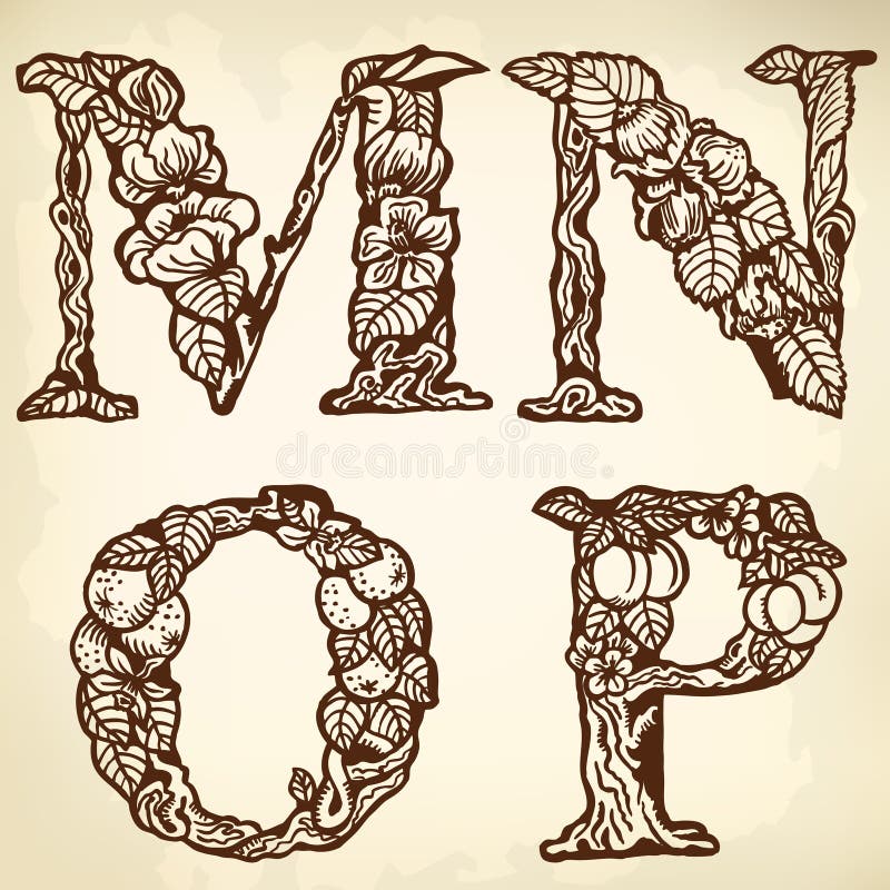 Set of letters MNOP stock vector. Illustration of document - 47093407