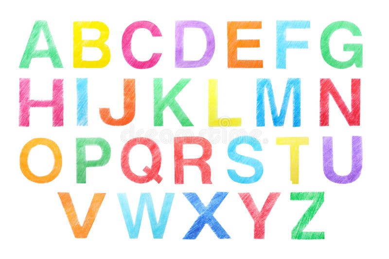 Set of Letters Written with Color Pencils on Background, Top View Stock ...