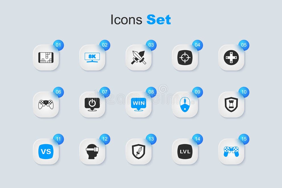 Set Level Game Power Button Computer Monitor Vs Versus Battle Game Controller Joystick