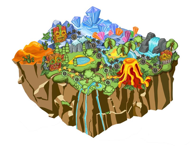 Set of Level Maps Assets. Game Map for Casual Game Illustration de ...