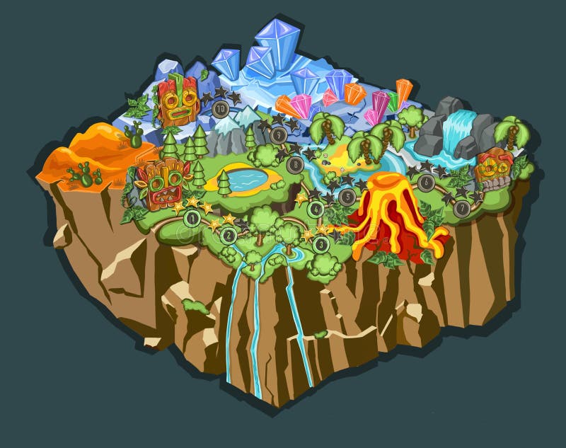 Set of Level Maps Assets. Game Map for Casual Game Stock Vector ...