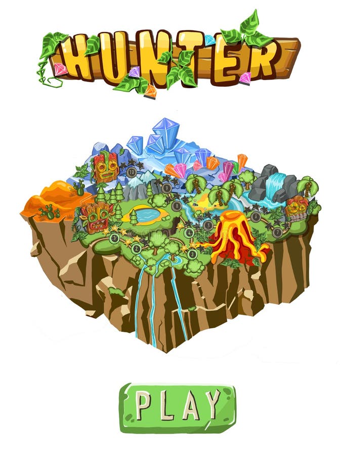 Set of Level Maps Assets. GUI Map Screen. Forest , Winter, Summer ...