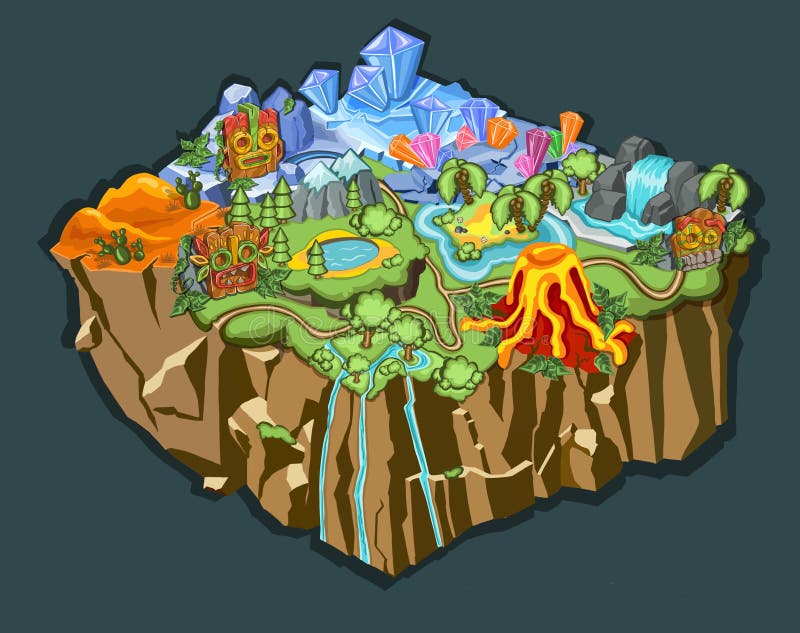 Set of Level Maps Assets. GUI Map Screen. Forest , Winter, Summer ...